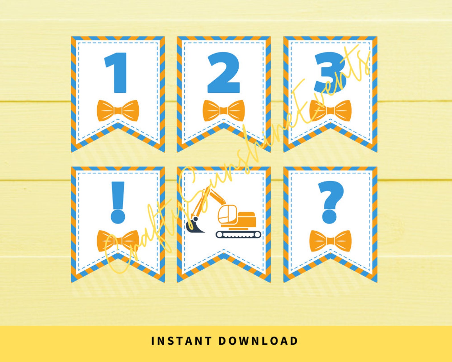 INSTANT DOWNLOAD Blue Orange Glasses & Bow Tie Banner 5x6 - Etsy