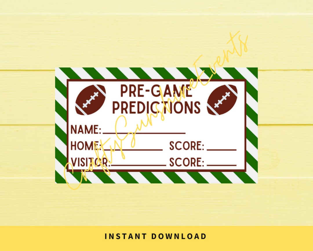INSTANT DOWNLOAD Football Pre-game Prediction Cards 3.5x2 - Etsy