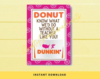 PRINTABLE DONUT Know What I'd Do Without A Teacher Like - Etsy