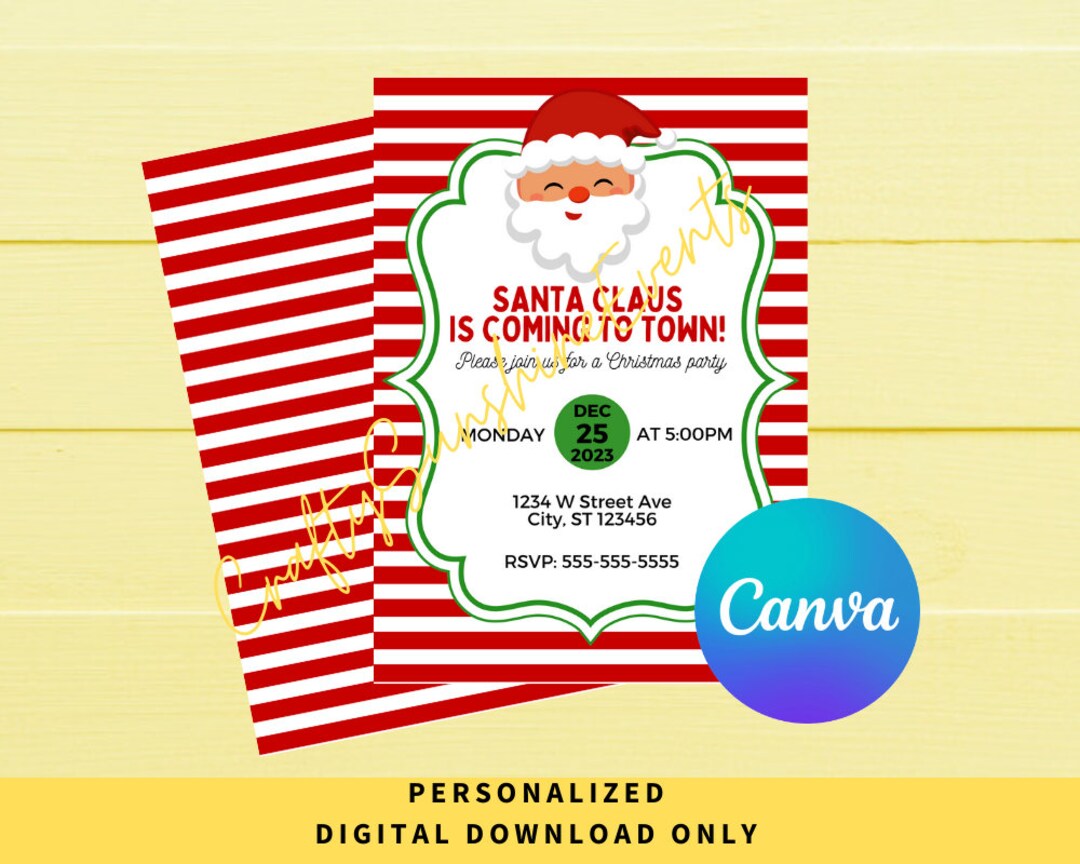 DIGITAL DOWNLOAD ONLY Santa Claus is Coming to Town Christmas Editable ...