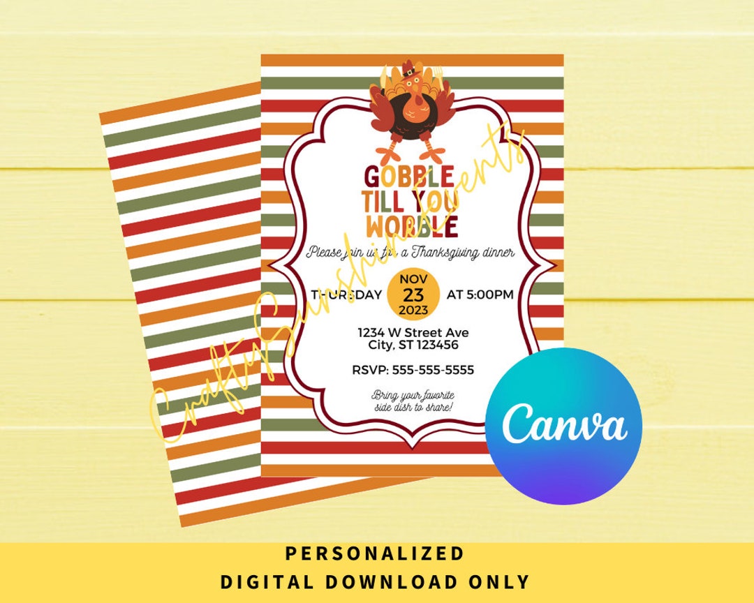 DIGITAL DOWNLOAD ONLY Thanksgiving Gobble Till You Wobble Editable ...