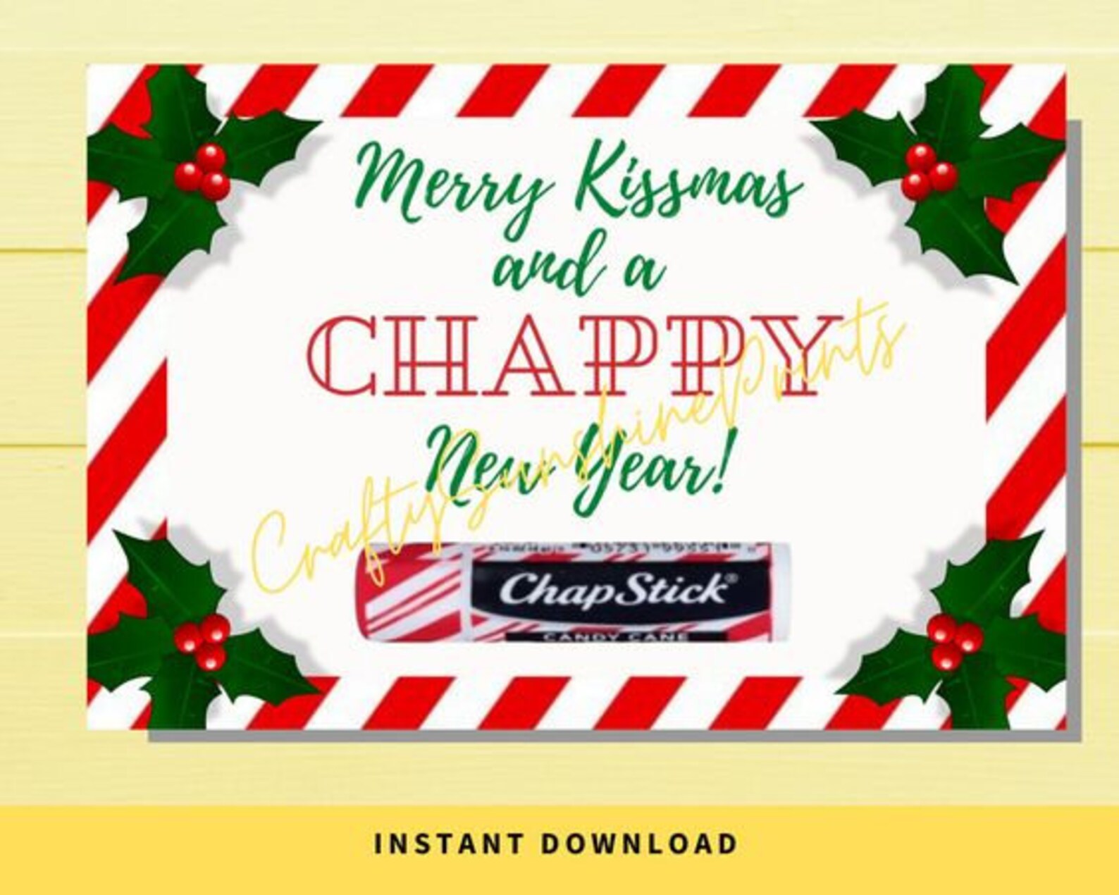 INSTANT DOWNLOAD Merry Kissmas and A Chappy New Year Lip Balm Tag 6x4 ...