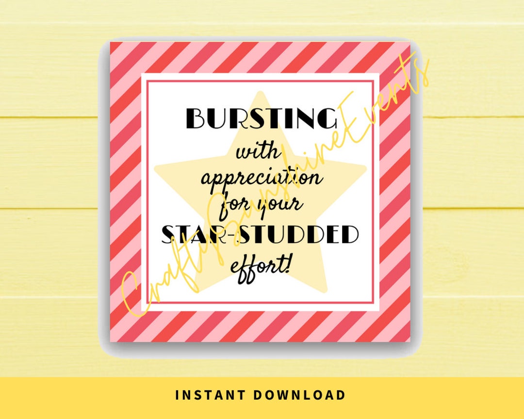 INSTANT DOWNLOAD Bursting With Appreciation for Your Star-studded ...