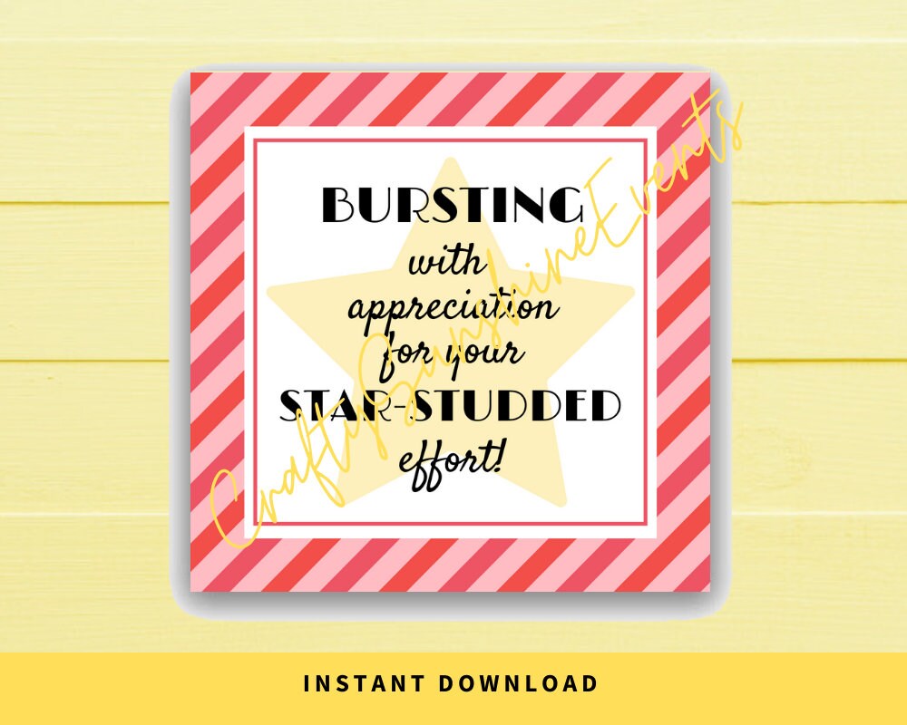 INSTANT DOWNLOAD Bursting With Appreciation for Your Star-studded ...
