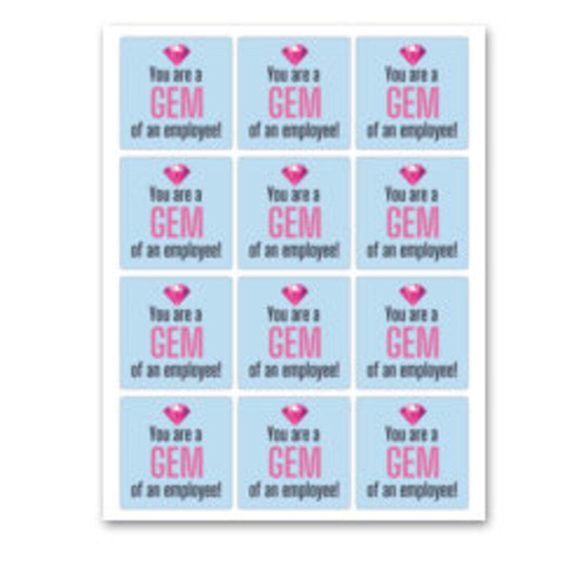 INSTANT DOWNLOAD You Are A Gem of an Employee Square Gift Tags 2.5x2.5 ...