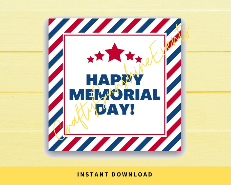 INSTANT DOWNLOAD Happy Memorial Day Square Gift Tags 2.5x2.5 - Etsy