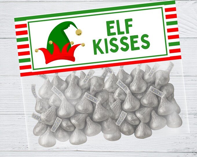 INSTANT DOWNLOAD - Elf Kisses - Printable Treat Bag Toppers - Merry ...