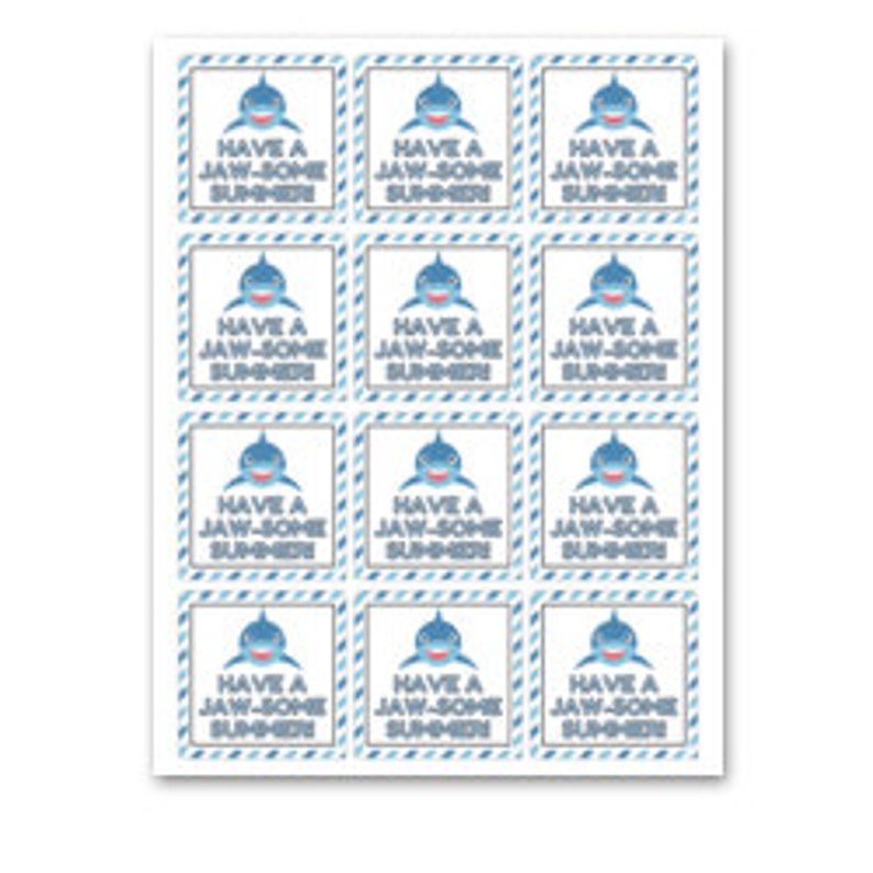 INSTANT DOWNLOAD Have A Jawsome Summer Shark Square Gift Tags 2.5x2.5 ...