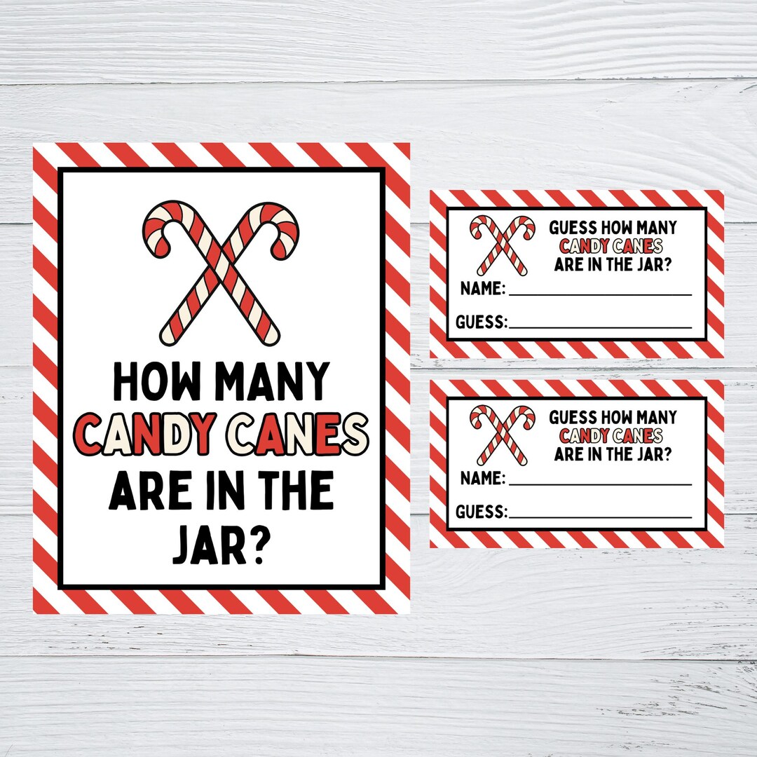 INSTANT DOWNLOAD Christmas Guess How Many Candy Canes Are in the Jar ...