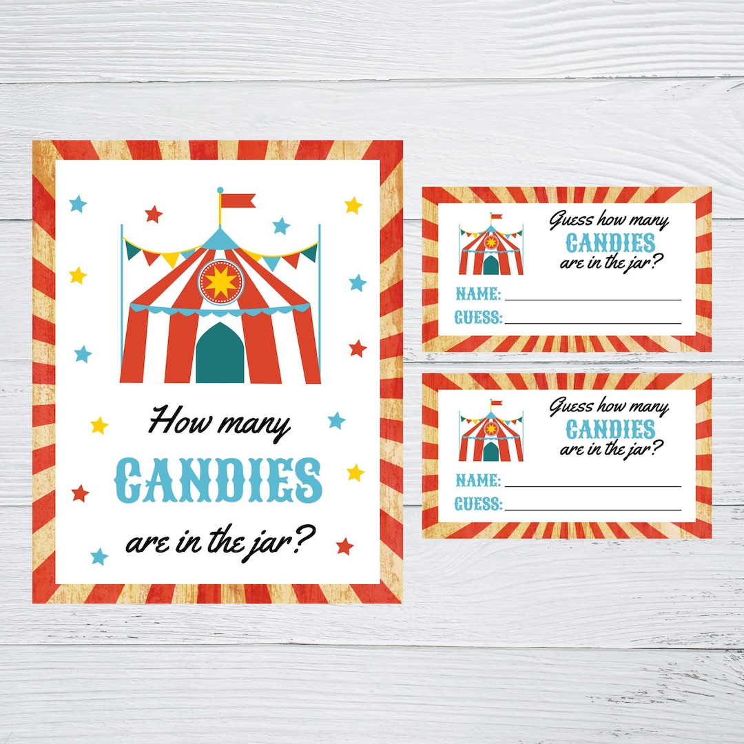 INSTANT DOWNLOAD Circus Themed Guess How Many Candies Are in the Jar ...