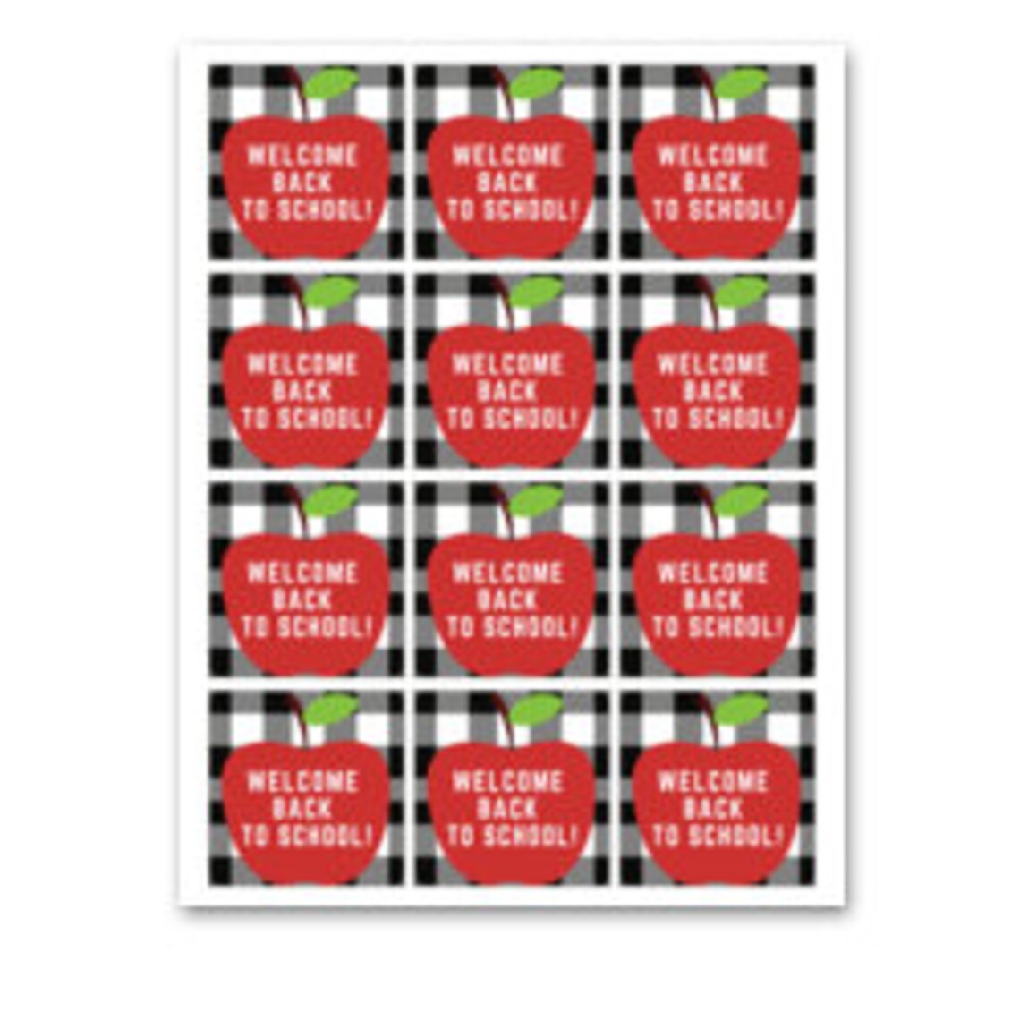 INSTANT DOWNLOAD Apple Welcome Back to School Square Gift Tags 2.5x2.5 ...
