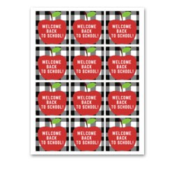 INSTANT DOWNLOAD Apple Welcome Back to School Square Gift Tags 2.5x2.5 ...