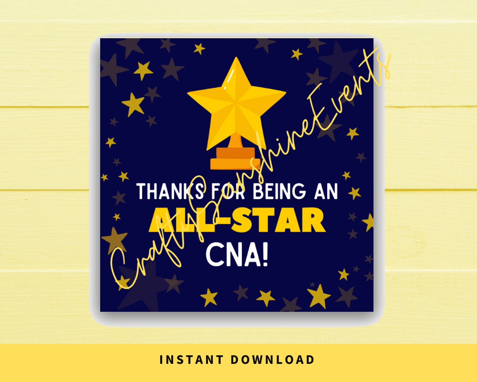 INSTANT DOWNLOAD Thanks for Being an All-star CNA Square Gift - Etsy