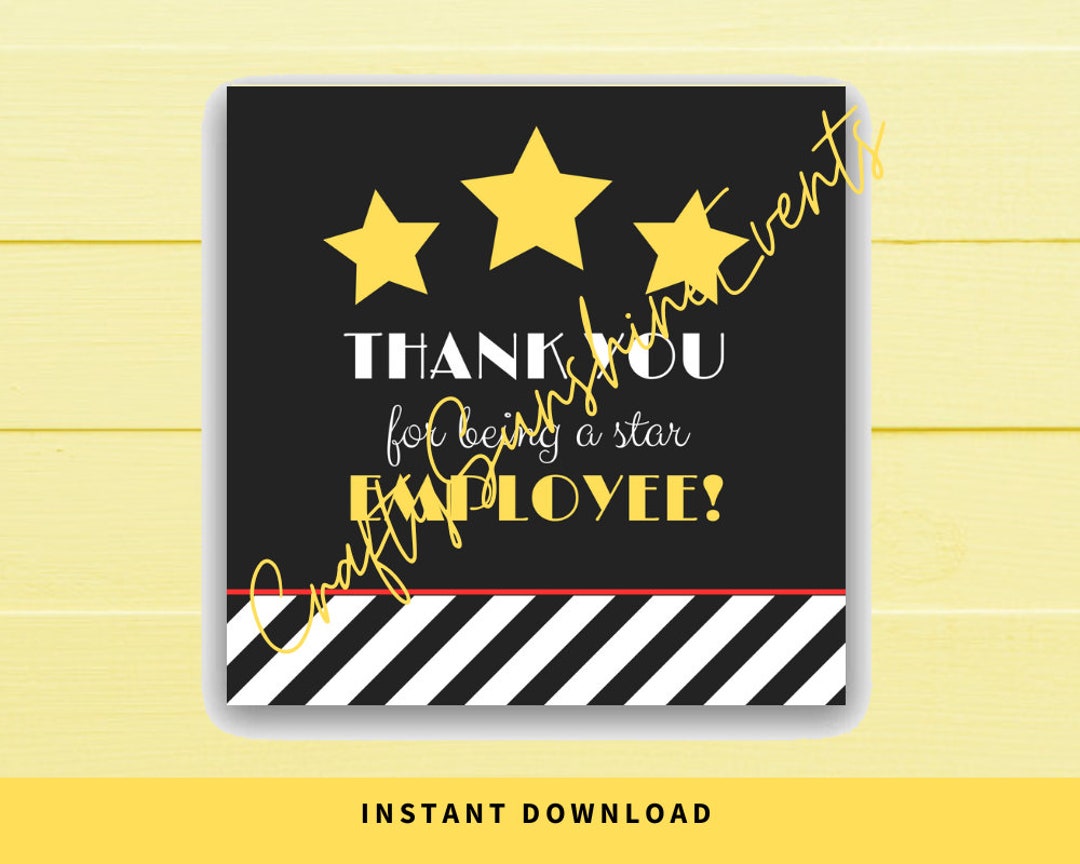 INSTANT DOWNLOAD Thank You for Being A Star Employee Square Gift Tags 2 ...
