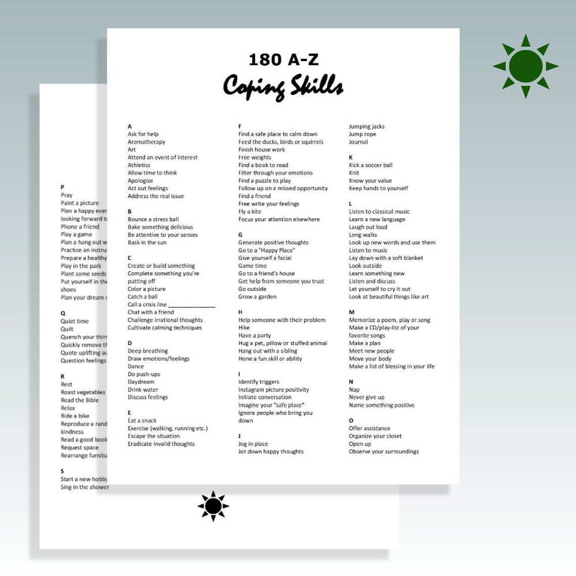 Coping Skills Alphabet List PDF 180 to Improve Mental | Etsy