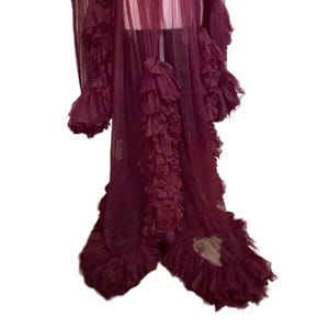 Sheer Custom-made Vintage Inspired 40's-50's Ruffle Burgundy Robe Size ...