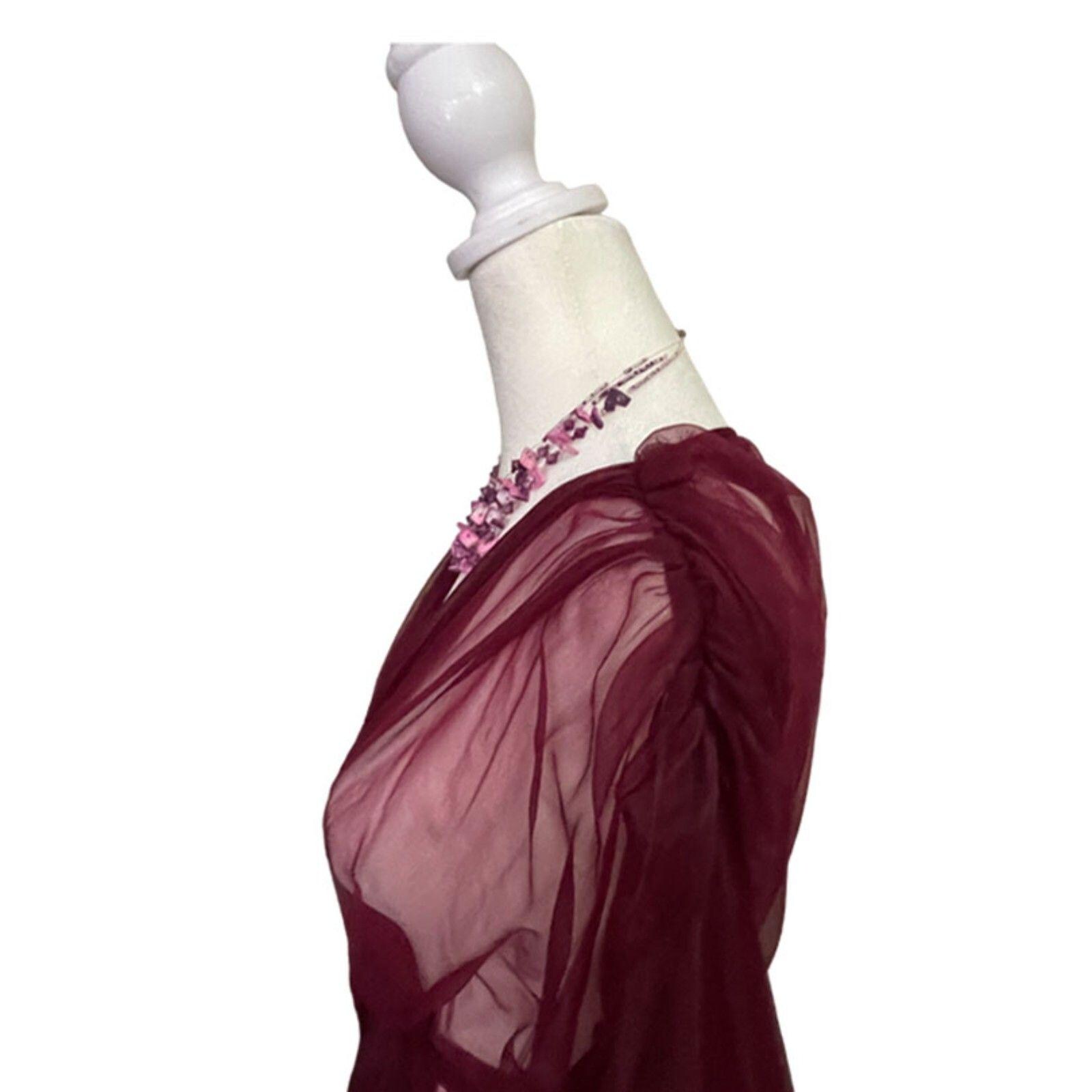 Sheer Custom-made Vintage Inspired 40's-50's Ruffle Burgundy Robe Size ...
