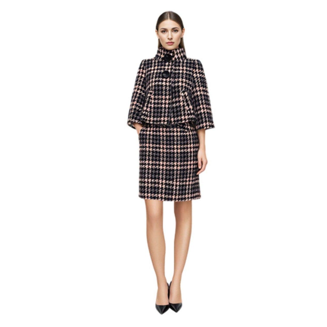 Nygard Collection Vintage Houndstooth Pink, Gray & Black Skirt Suit - Etsy