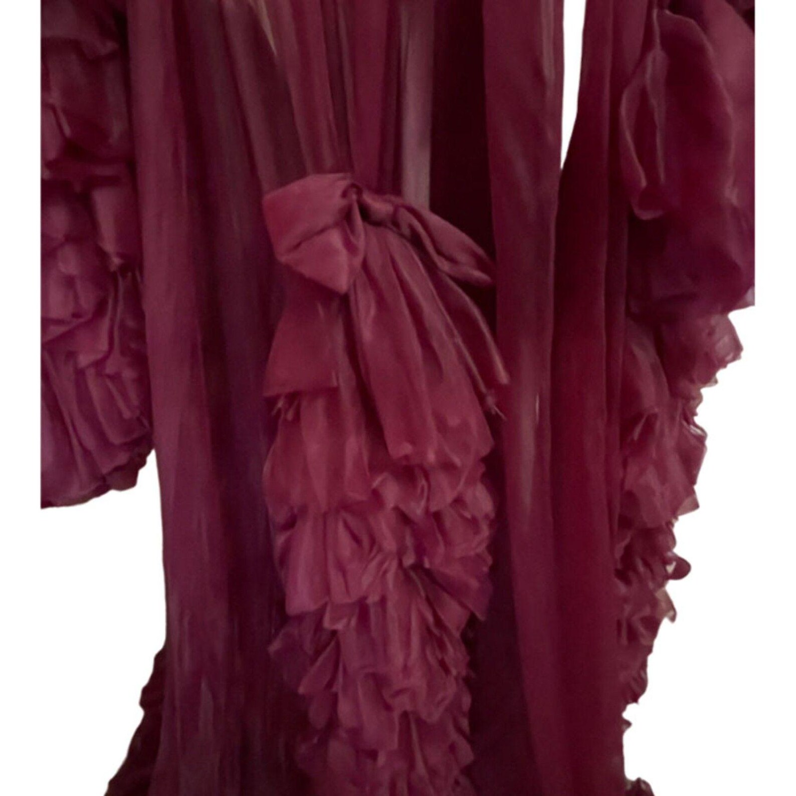 Sheer Custom-made Vintage Inspired 40's-50's Ruffle Burgundy Robe Size ...