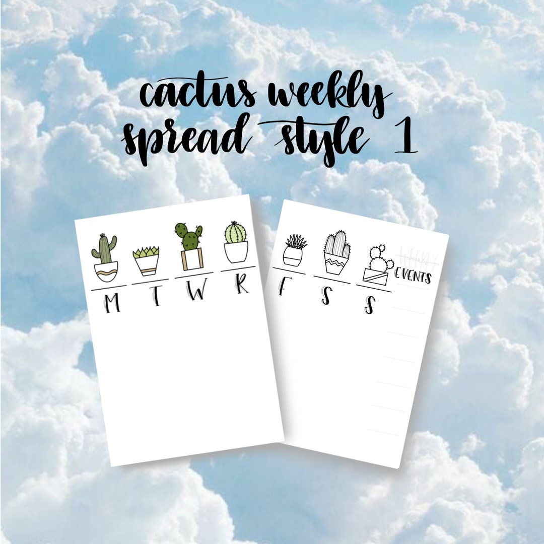 Cactus Themed Weekly Spread, Happy Planner Pages, Bullet Journal ...