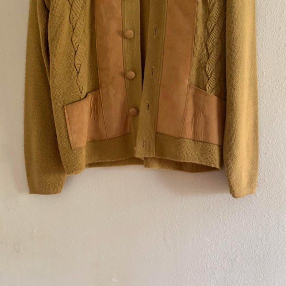 1960s 70s caramel colored suede cardigan - Gem