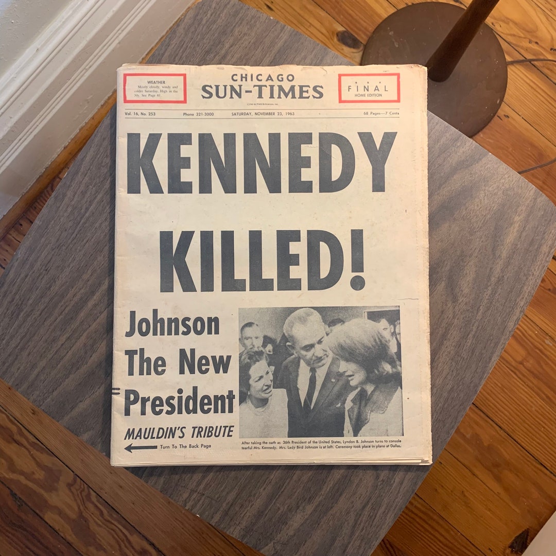 Authentic 1963 Chicago Sun-times Newspaper, John F. Kennedy ...