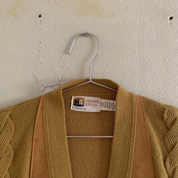 1960s 70s caramel colored suede cardigan - Gem