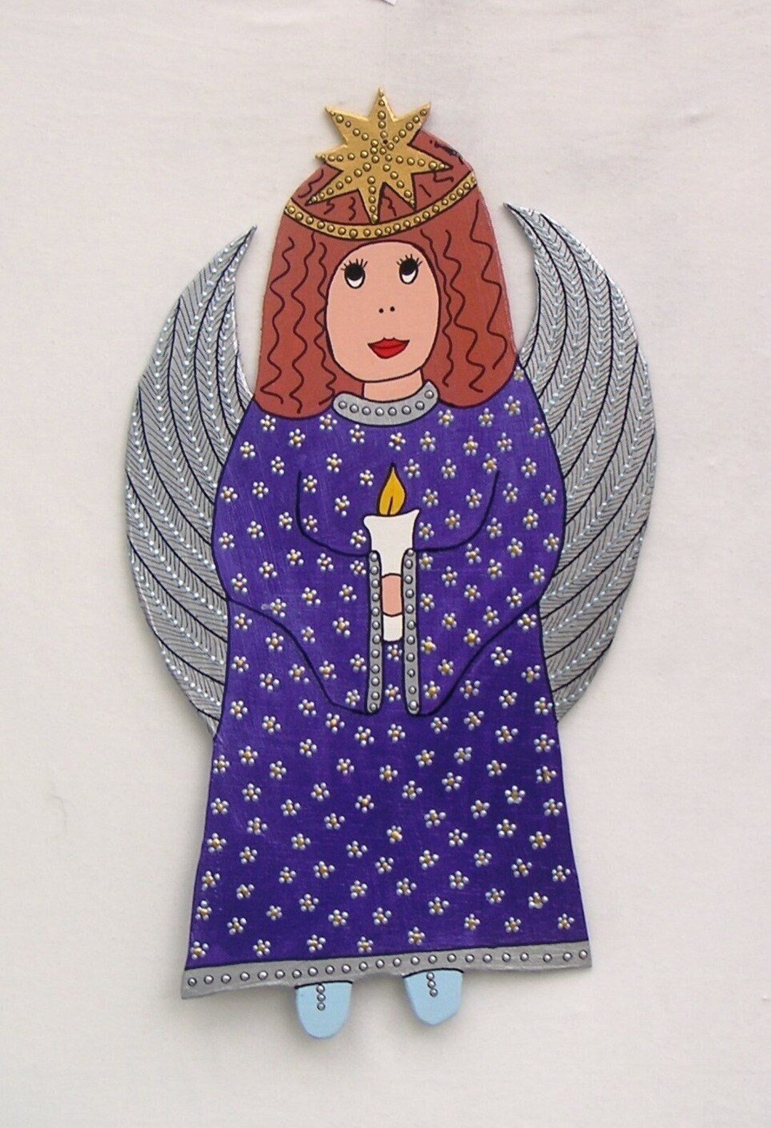 Window Picture angel WITH Candle, Purple, Standing, 50 Cm, Plywood ...