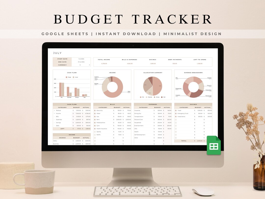 Budget Tracker Spreadsheet | Google Sheets Budget | Simple Budget ...