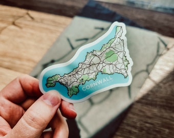 Cornwall Map Sticker Cornwall Map Vinyl Sticker Cornwall Stickers ...