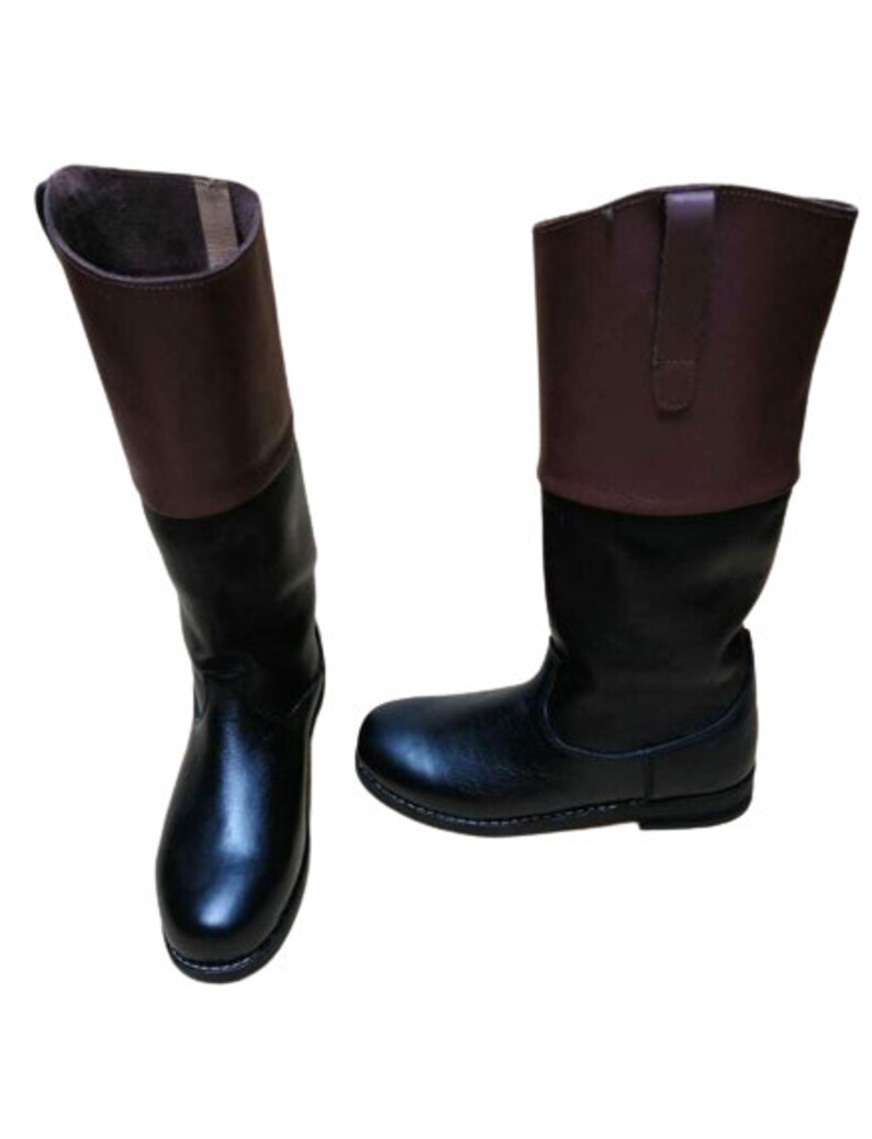Leather Boots Men Riding US Sizes Knee Guard Cavalry Boots/shoes Black ...