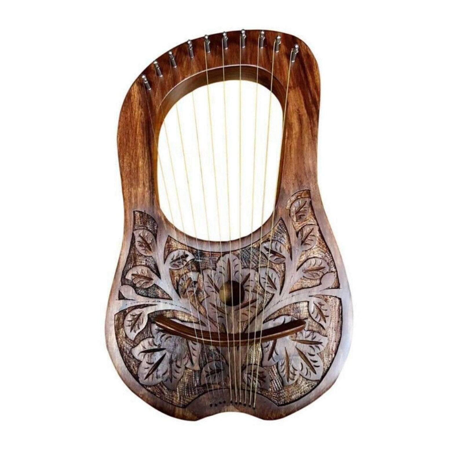 Rosewood Lyre Harp 10 Metal Strings/rosewood Lyre Harp Flower Design 10 ...