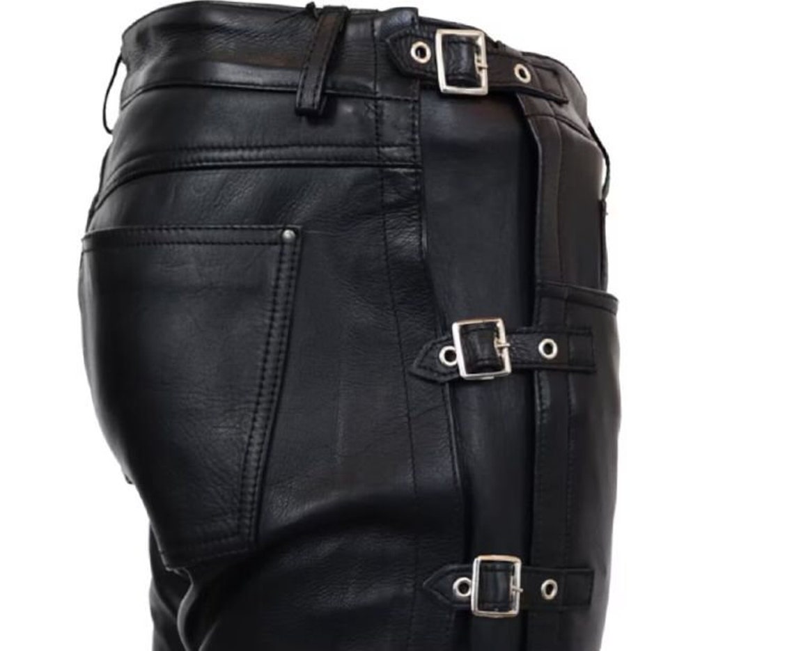 Men's Leather Pants, Buckle Pants for Men, Party Pant, Casual Wear ...