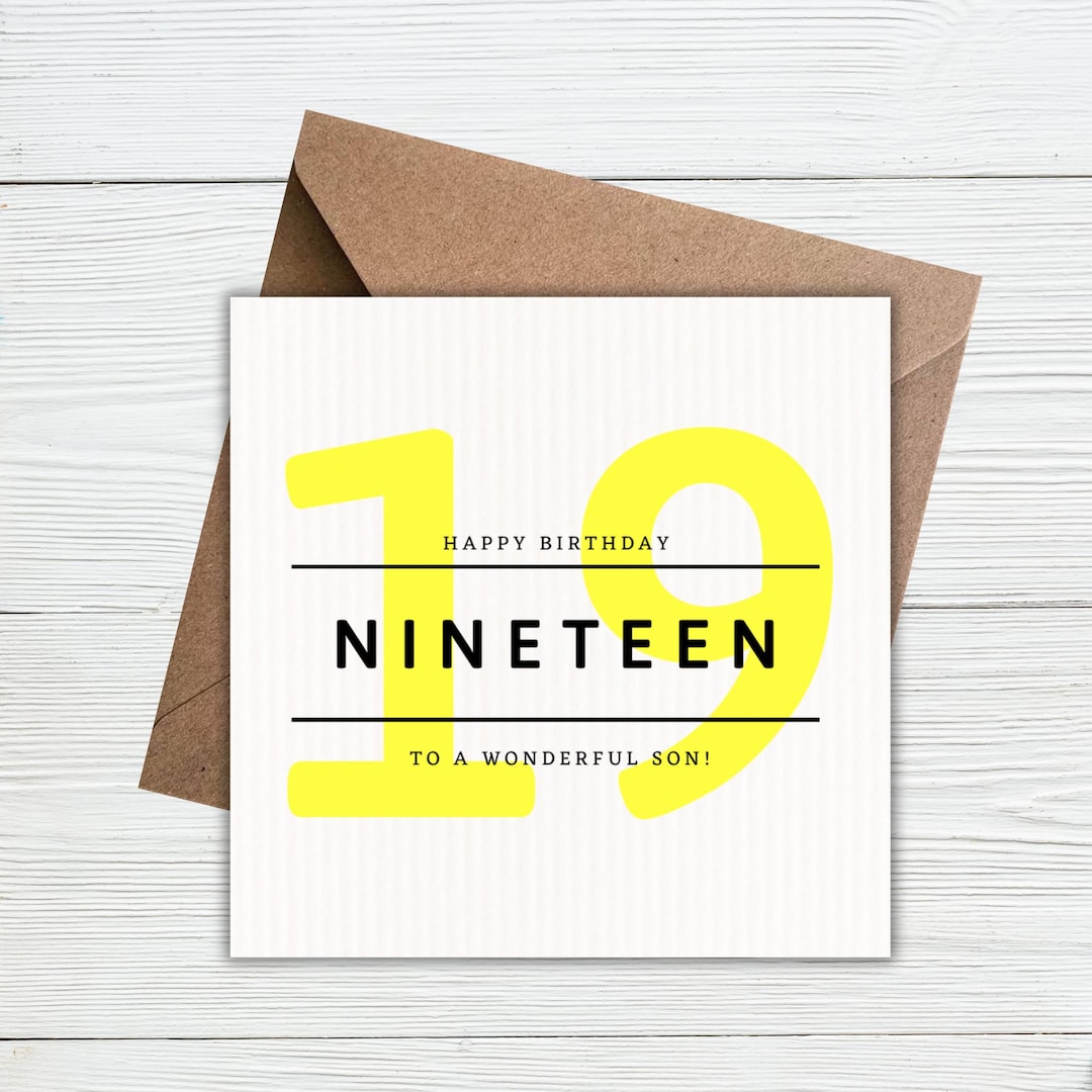 19th Birthday Card Boy, 19th Birthday Boy, 19th Son Birthday Card, 19 ...