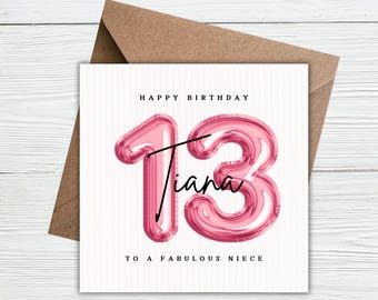 13th Birthday Card - Personalised Age 13 Card for Teenager Daughter Son ...