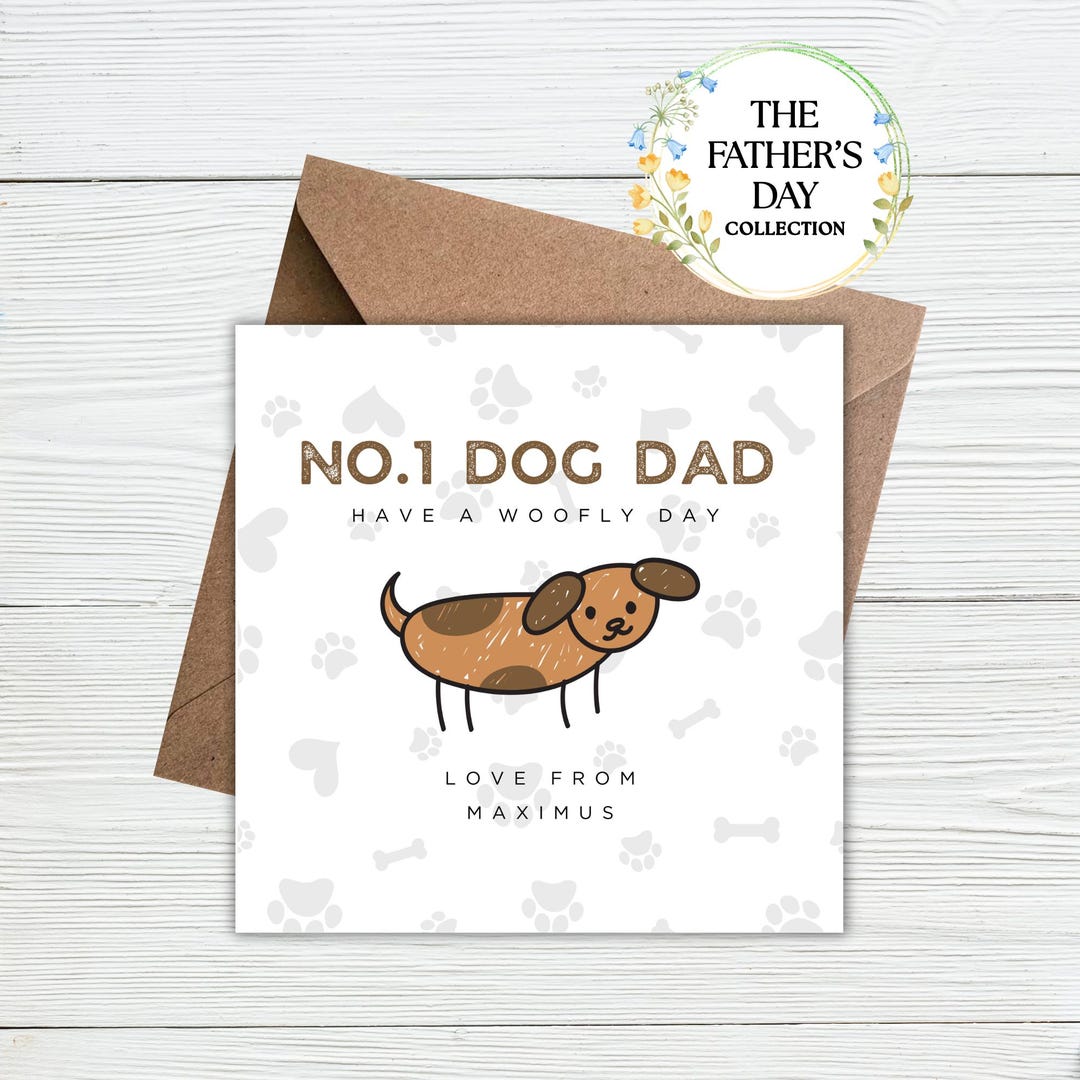 No.1 Dog Dad Card Father’s Day Card From the Dog, Happy Fathers Day to ...