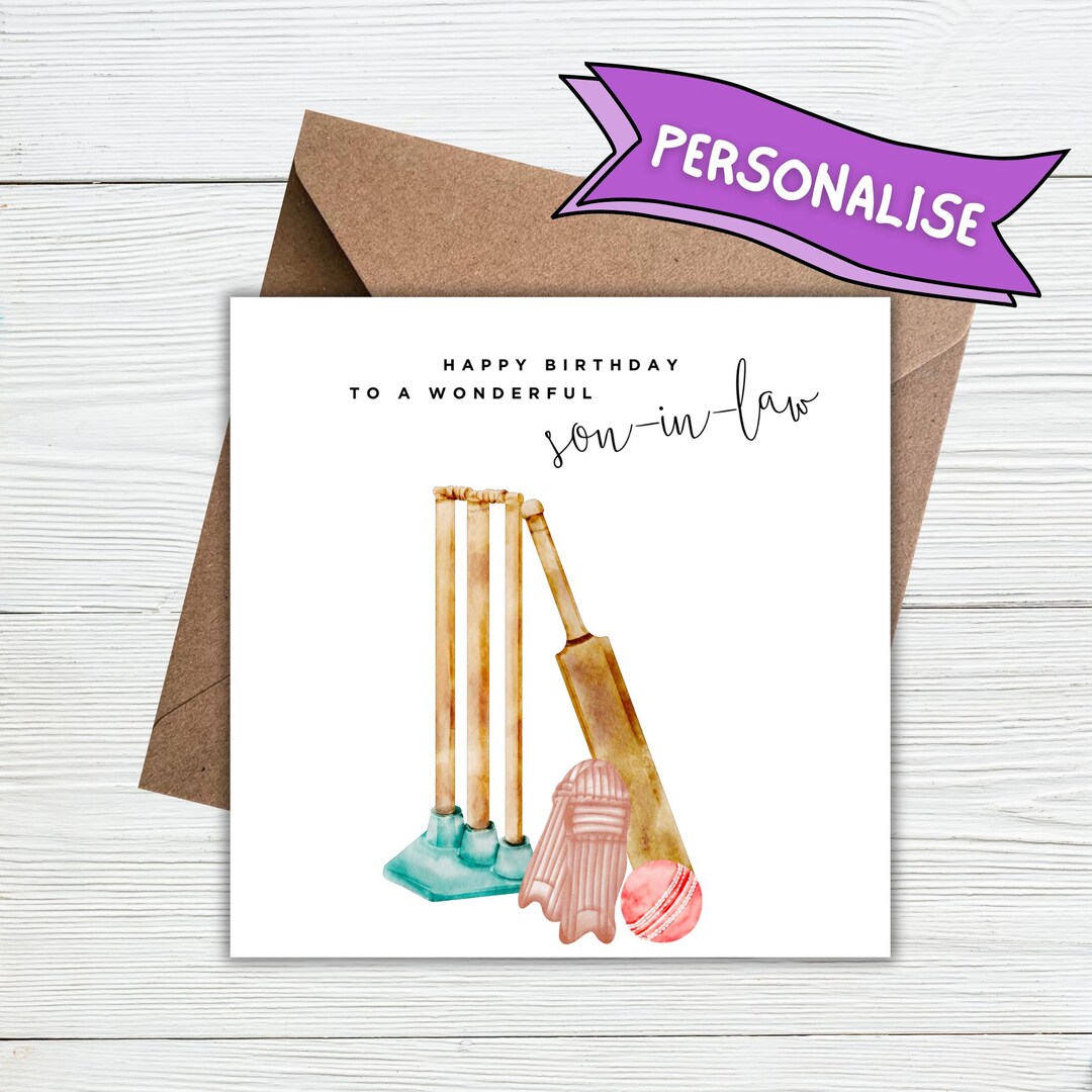 Personalised Cricket Birthday Card for Son-in-law – Sports-themed ...