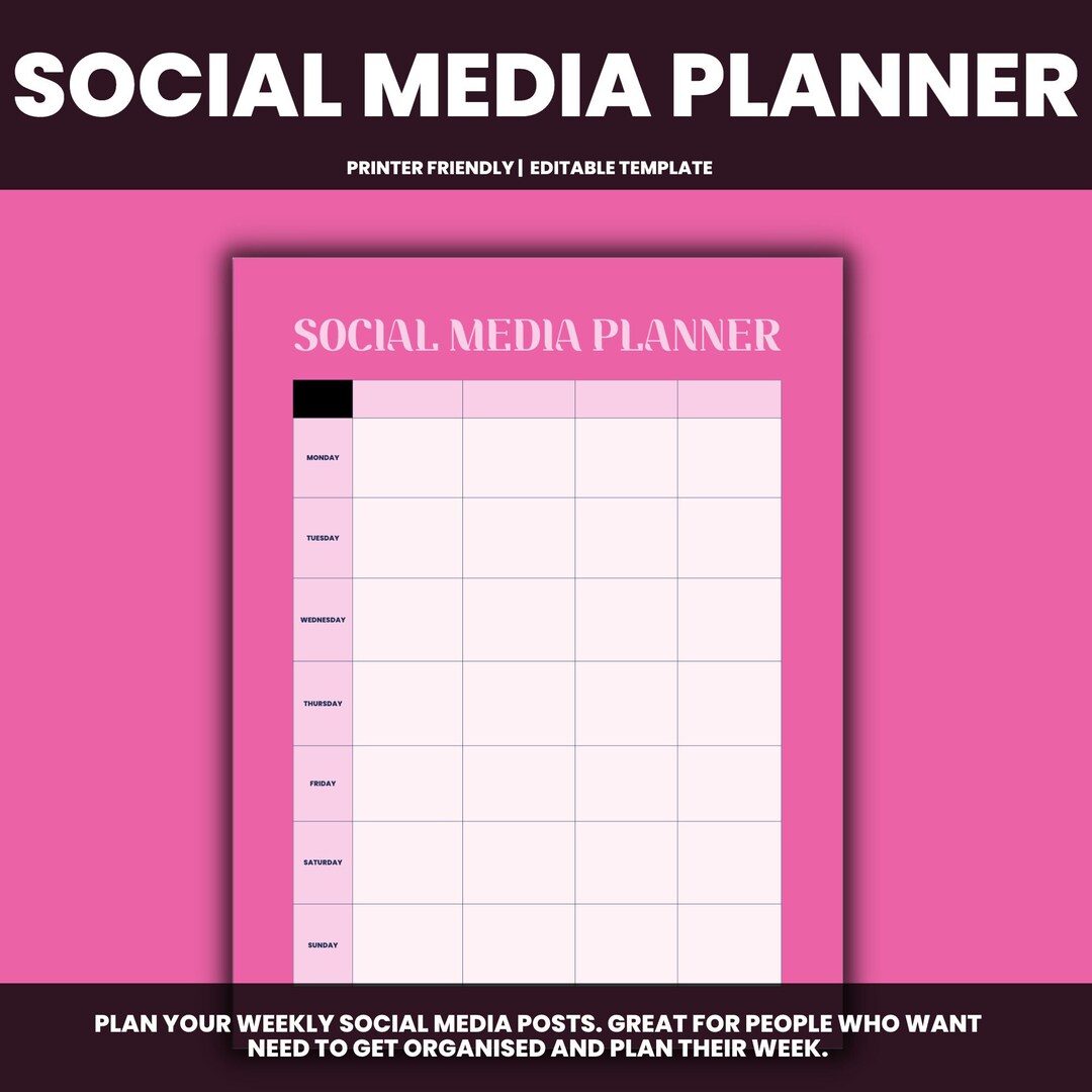 Social Media Planner Printable // Social Media for Business, Small ...