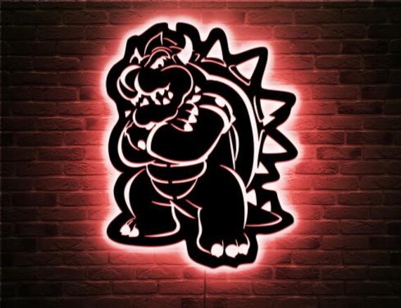 Bowser Led Sign Wall Art Decor Glow in the Dark Wall Art - Etsy