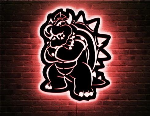 Bowser Led Sign Wall Art Decor Glow in the Dark Wall Art - Etsy