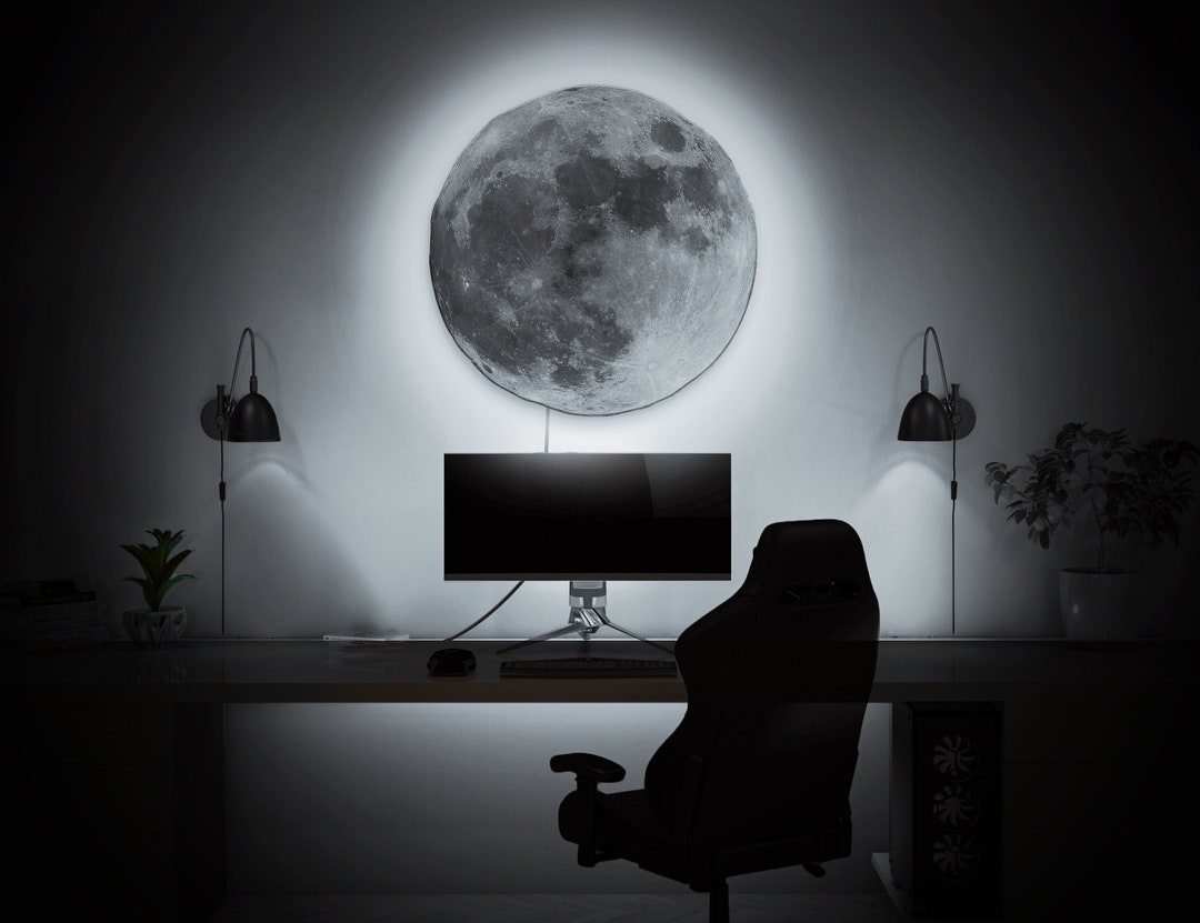 Moon Led Sign Wall Art Decor Glow in the Dark Wall Art Moon Light up 3D ...