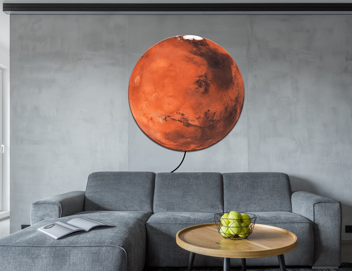 Red Planet Mars Wall Decor Sign Led Glow in the Dark Wall - Etsy