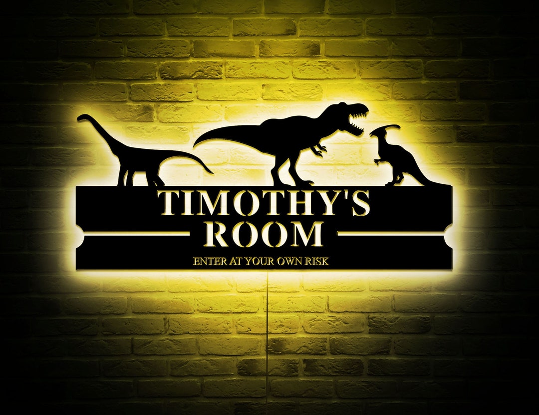 Dinosaur Led Name Sign, Dinosaur Light, Dinosaur Room Decor, Kids Wall ...