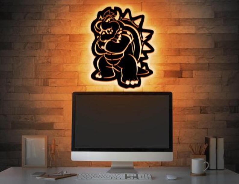 Bowser Led Sign Wall Art Decor Glow in the Dark Wall Art - Etsy