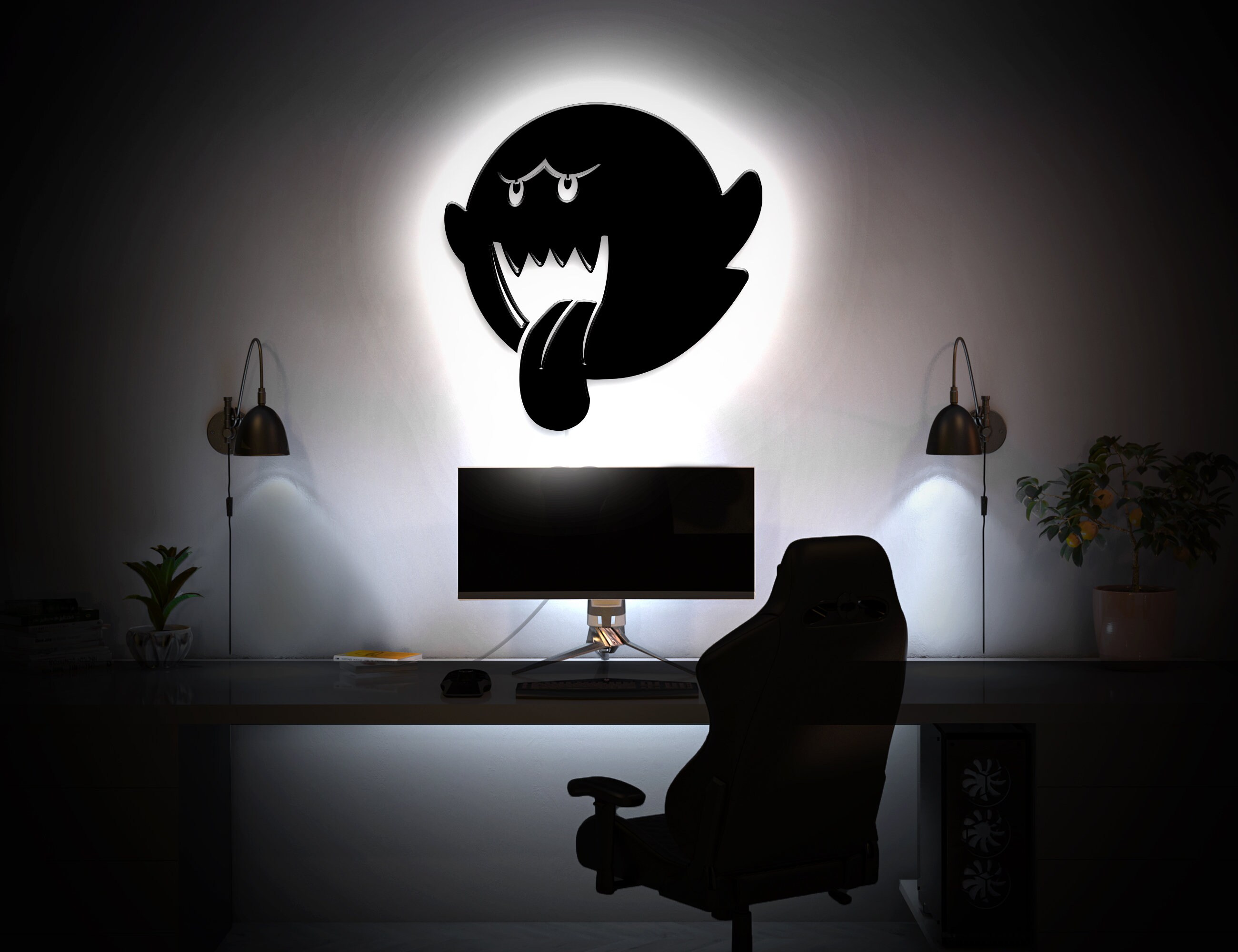 Boo Led Sign Wall Art Decor Glow in the Dark Wall Art - Etsy