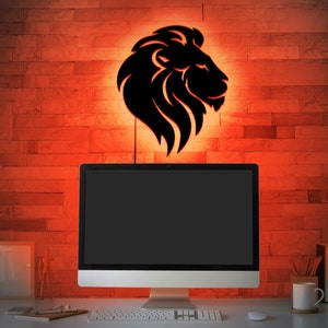 Lion LED Wall Decor Glow-in-the-dark Art Kids' Room Accent Animal ...