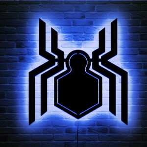 Spider Led Sign Wall Decor Glow in the Dark Wall Art Superheroe Kids ...