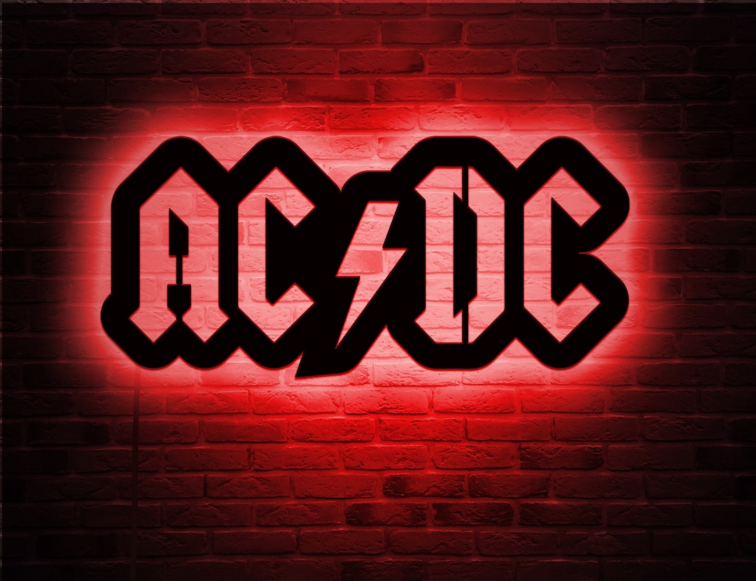 AC/DC Led Sign Wall Art Decor Glow in the Dark Wall Art Rock & Roll ...