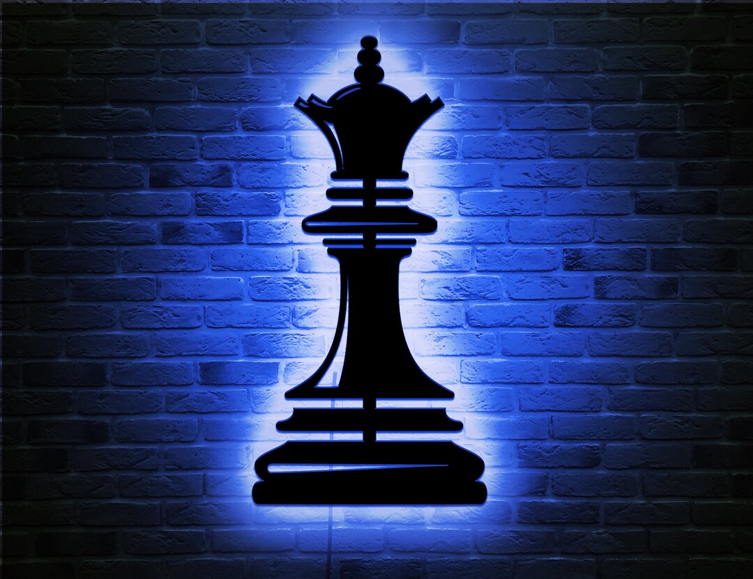 Chess Queen Led Sign Wall Decor Chess Wall Art Queen Gift for Chess ...