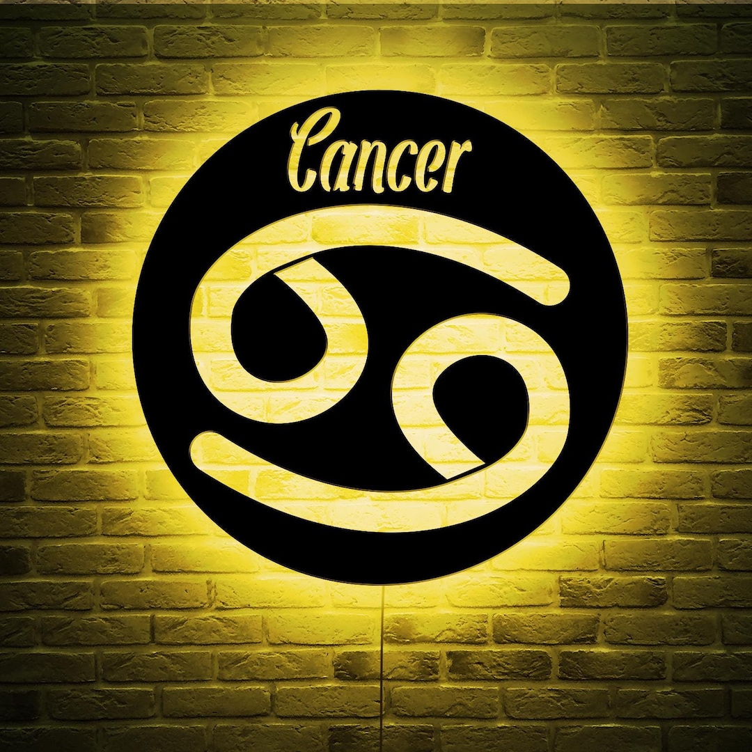 Cancer Zodiac Sign Symbol With LED Backlight Astrological Wall Art ...